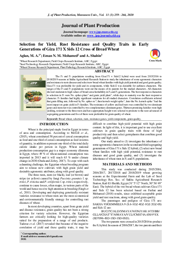 (PDF) Journal of Plant Production