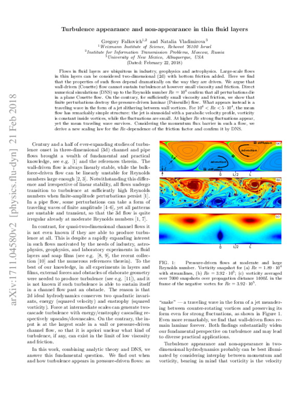 (PDF) Turbulence Appearance and Nonappearance in Thin Fluid Layers
