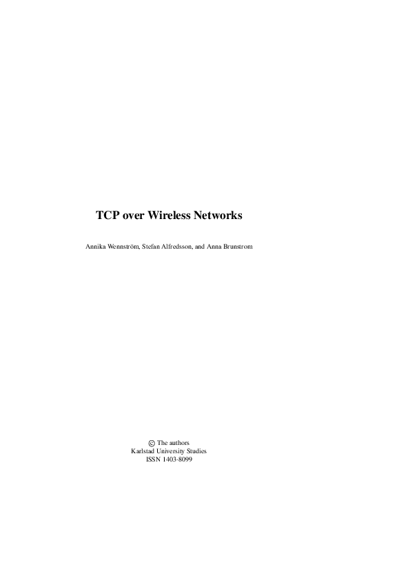 (PDF) TCP over Wireless Networks