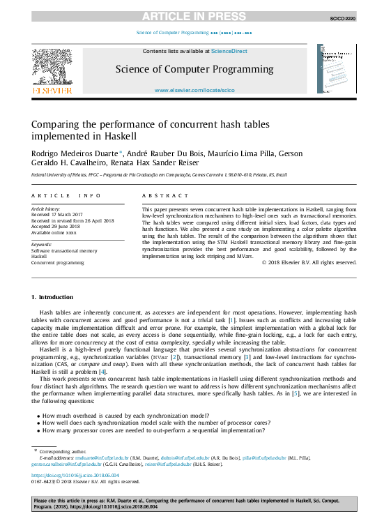 (PDF) Comparing the performance of concurrent hash tables implemented in Haskell