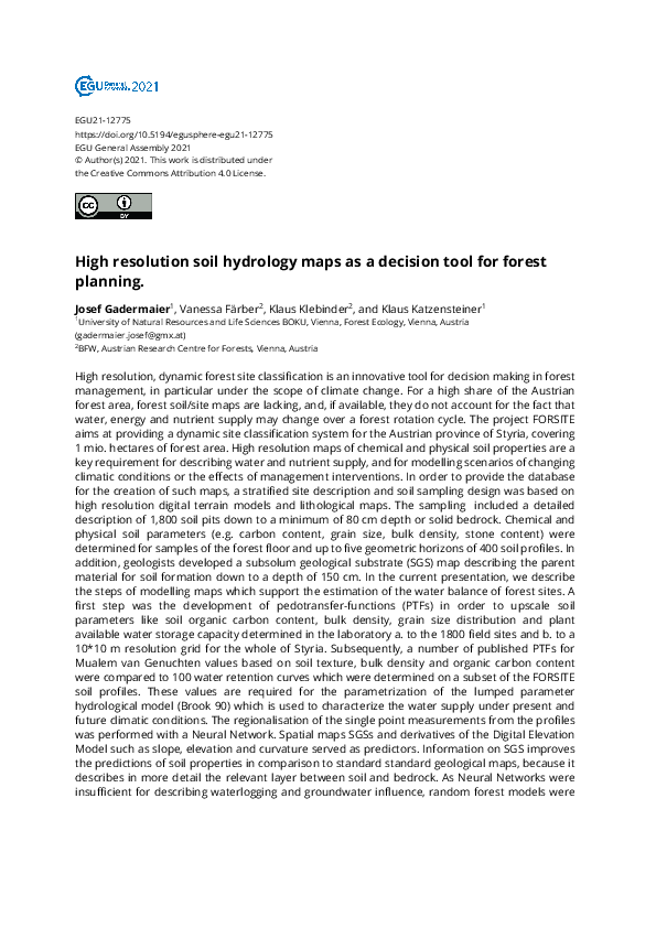(PDF) High resolution soil hydrology maps as a decision tool for forest ...