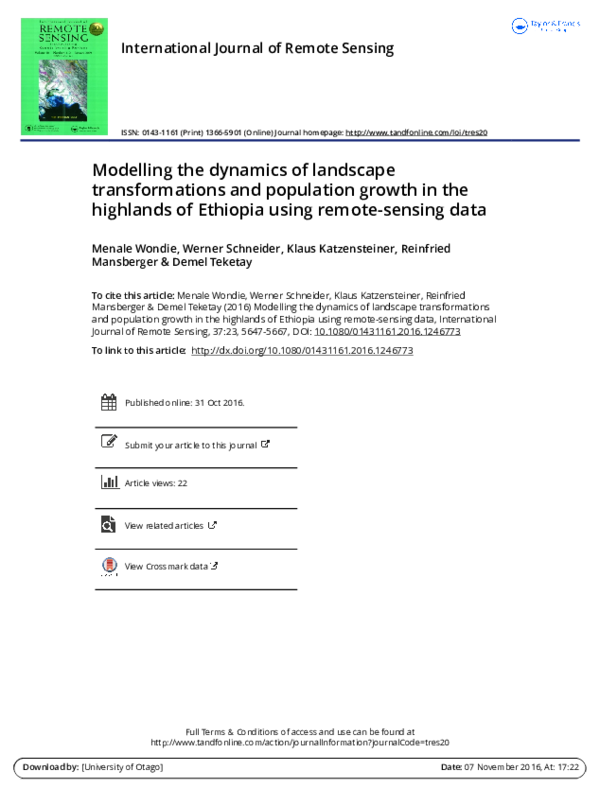 (PDF) Modelling the dynamics of landscape transformations and ...
