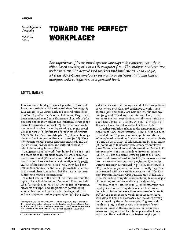 (PDF) Toward the perfect workplace?