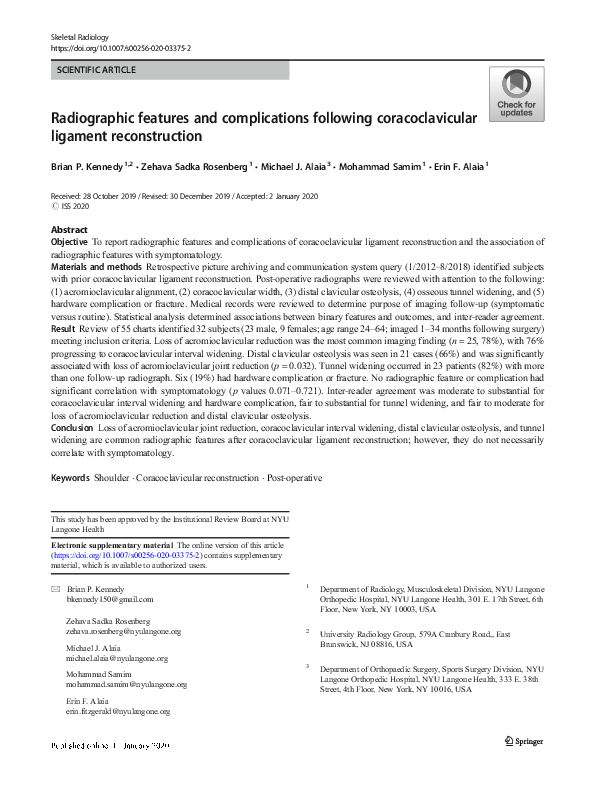(PDF) Radiographic features and complications following ...