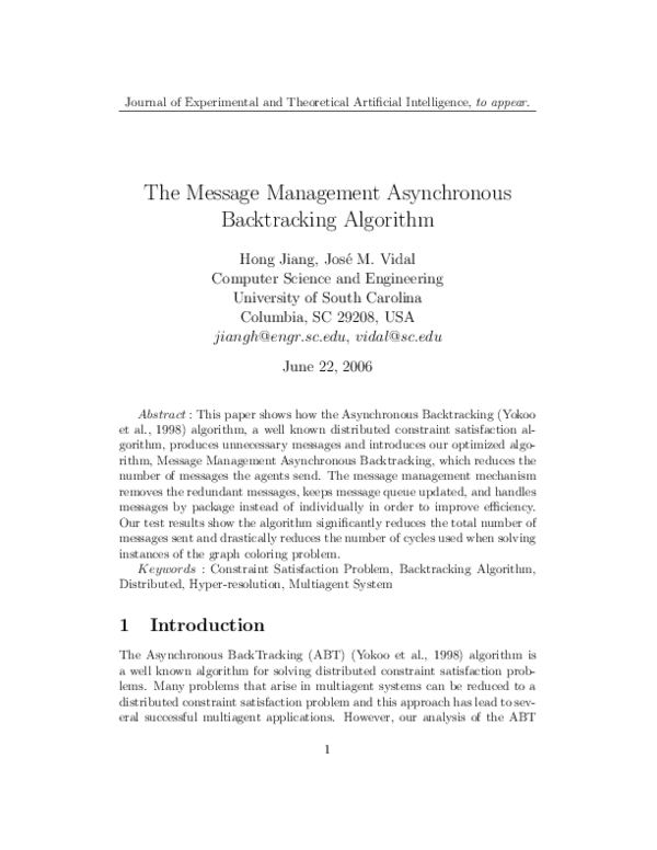 (PDF) The message management asynchronous backtracking algorithm