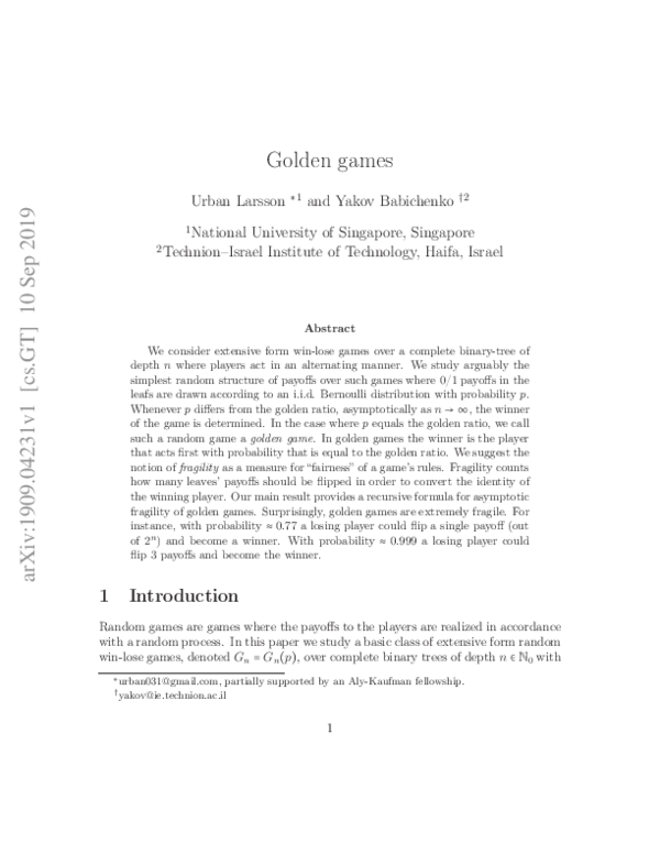 (PDF) Golden games