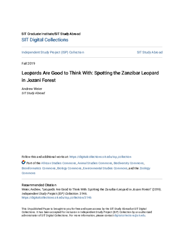 (PDF) Leopards Are Good to Think With: Spotting the Zanzibar Leopard in ...