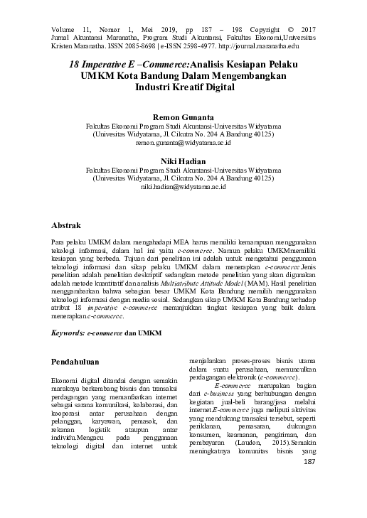 (PDF) 18 Imperative E –Commerce:Analisis Kesiapan Pelaku UMKM Kota ...