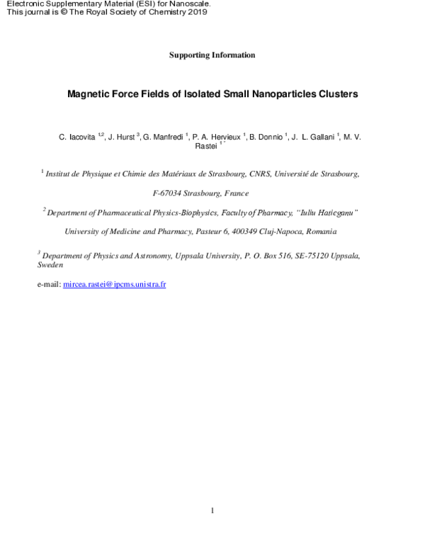 (PDF) Magnetic force fields of isolated small nanoparticle clusters ...