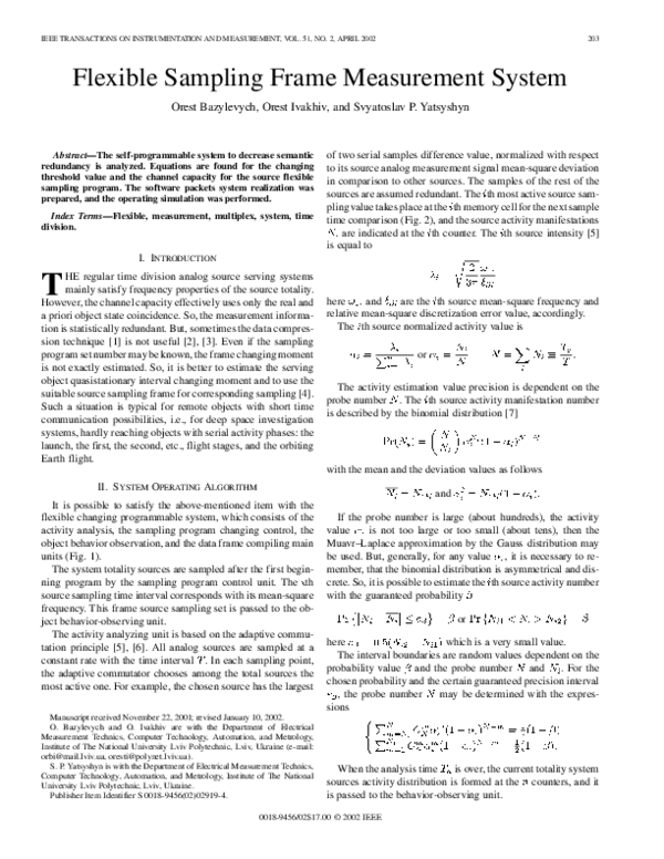 (PDF) Flexible sampling frame measurement system