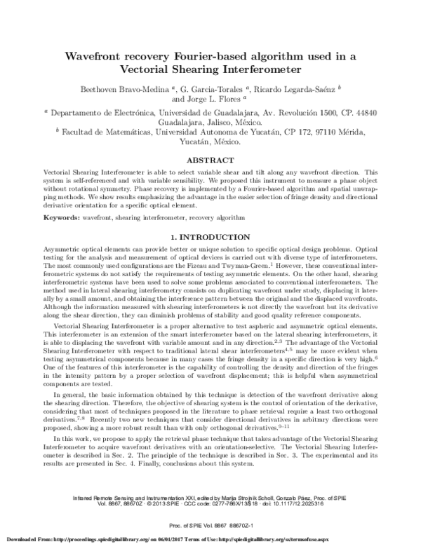 (PDF) Wavefront recovery Fourier-based algorithm used in a vectorial ...