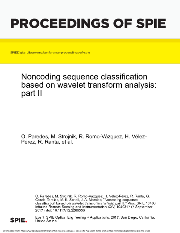 Pdf Noncoding Sequence Classification Based On Wavelet Transform
