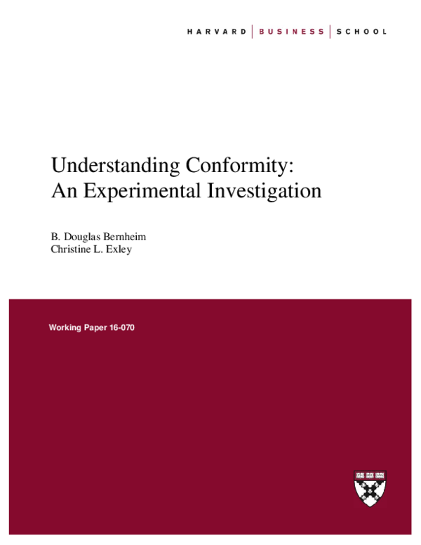 (PDF) Understanding Conformity: An Experimental Investigation