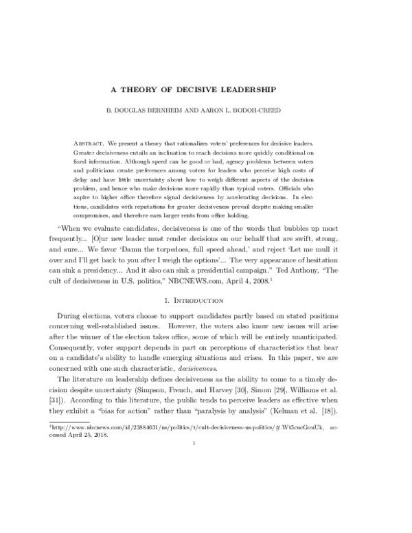 (PDF) A Theory of Decisive Leadership