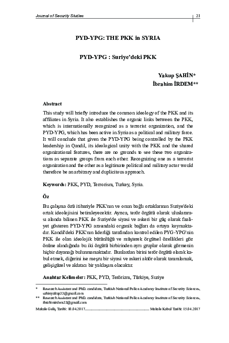 (PDF) PYD-YPG : Suriye’deki PKK
