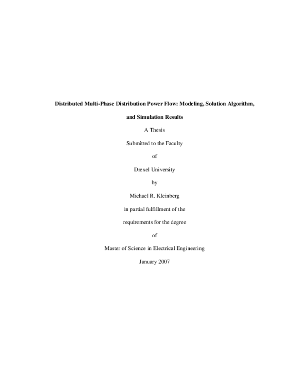 (PDF) Distributed Multi-Phase Power Flow Methodology