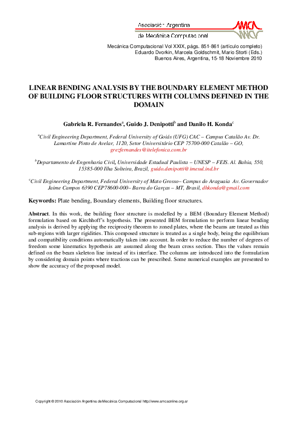 (PDF) Linear Bending Analysis by the Boundary Element Method of ...