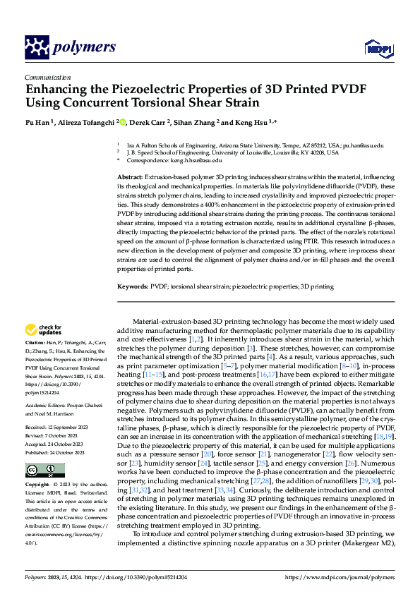 (PDF) Boosting Piezoelectric PVDF in 3D Printing