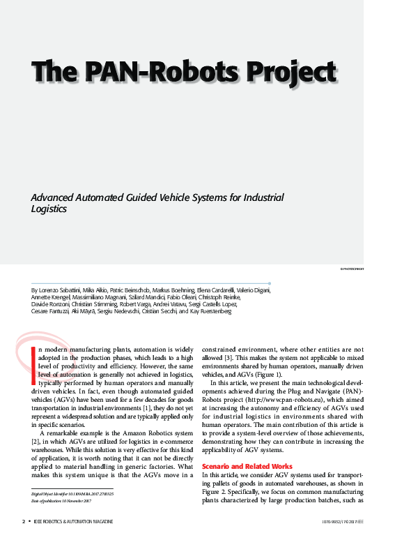 (PDF) The PAN-Robots Project: Advanced Automated Guided Vehicle Systems for Industrial Logistics
