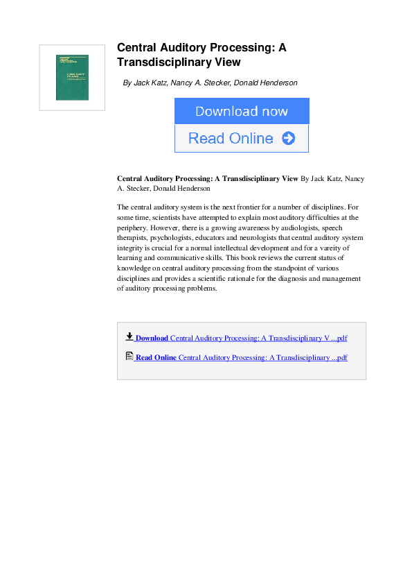 (PDF) Central Auditory Processing: A Transdisciplinary View