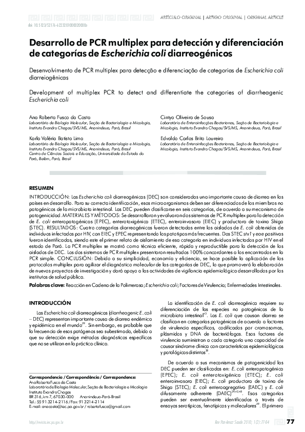 (PDF) Desenvolvimento de PCR multiplex para detecção e diferenciação de ...