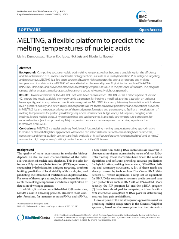(PDF) MELTING, a flexible platform to predict the melting temperatures ...