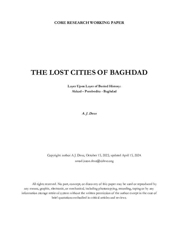 (PDF) THE LOST CITIES OF BAGHDAD - Layer Upon Layer of Buried History ...