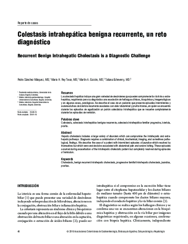 (PDF) Colestasis intrahepática benigna recurrente, un reto diagnóstico