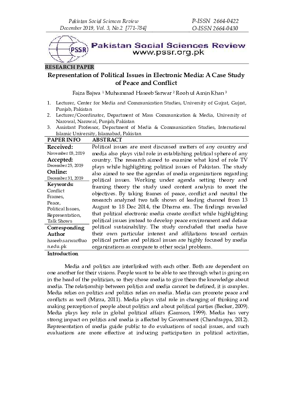 (PDF) Representation of Political Issues in Electronic Media: A Case ...