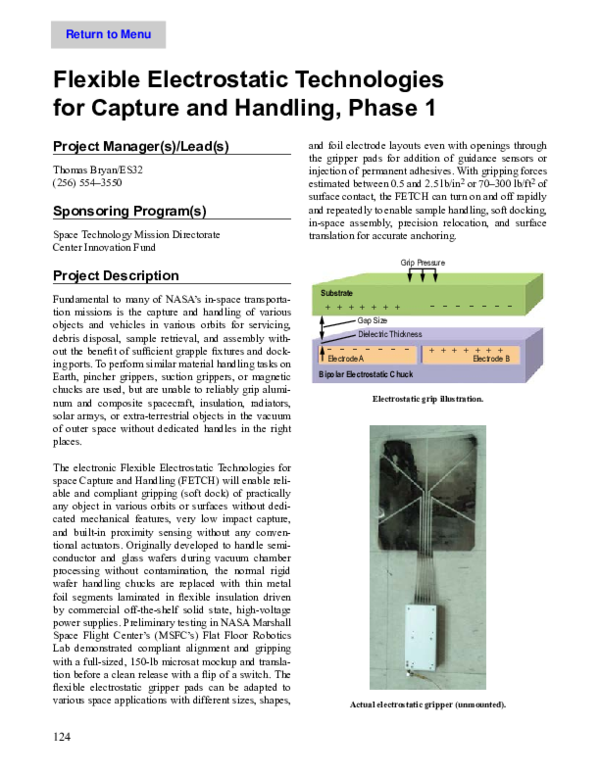 (PDF) Flexible Electrostatic Technologies for Capture and Handling, Phase 1