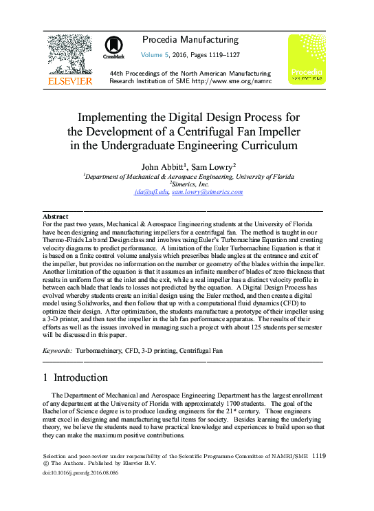 (PDF) Implementing the Digital Design Process for the Development of a Centrifugal Fan Impeller ...