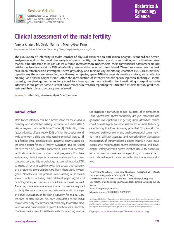 (PDF) Clinical assessment of the male fertility