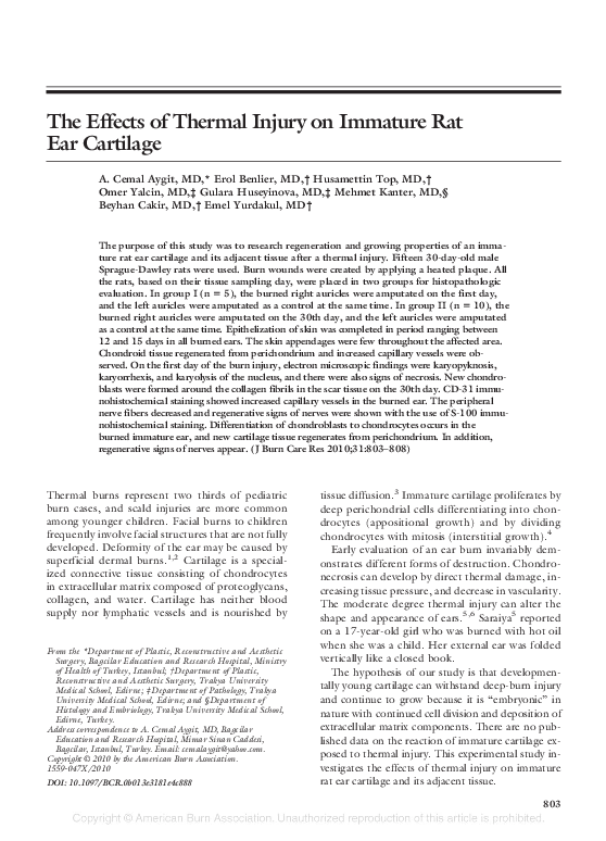(PDF) The Effects of Thermal Injury on Immature Rat Ear Cartilage
