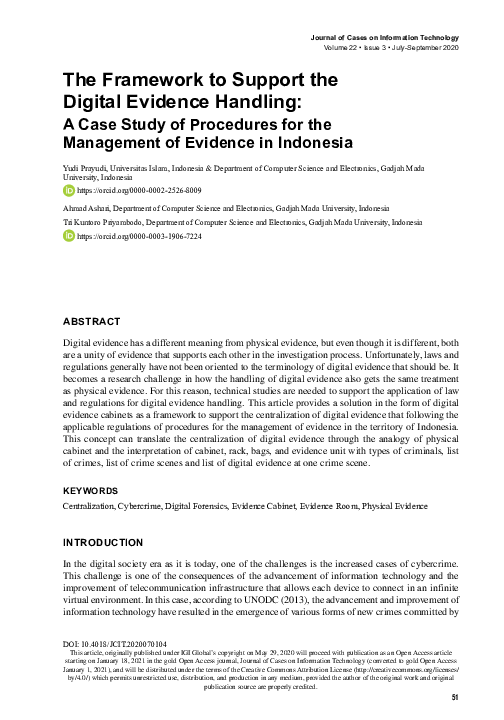 (PDF) The Framework to Support the Digital Evidence Handling