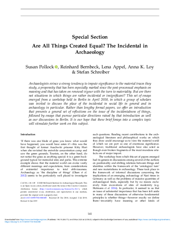 (PDF) Are All Things Created Equal? The Incidental in Archaeology
