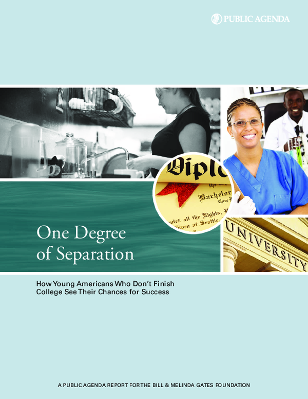(PDF) One Degree of Separation: How Young Americans Who Don't Finish ...
