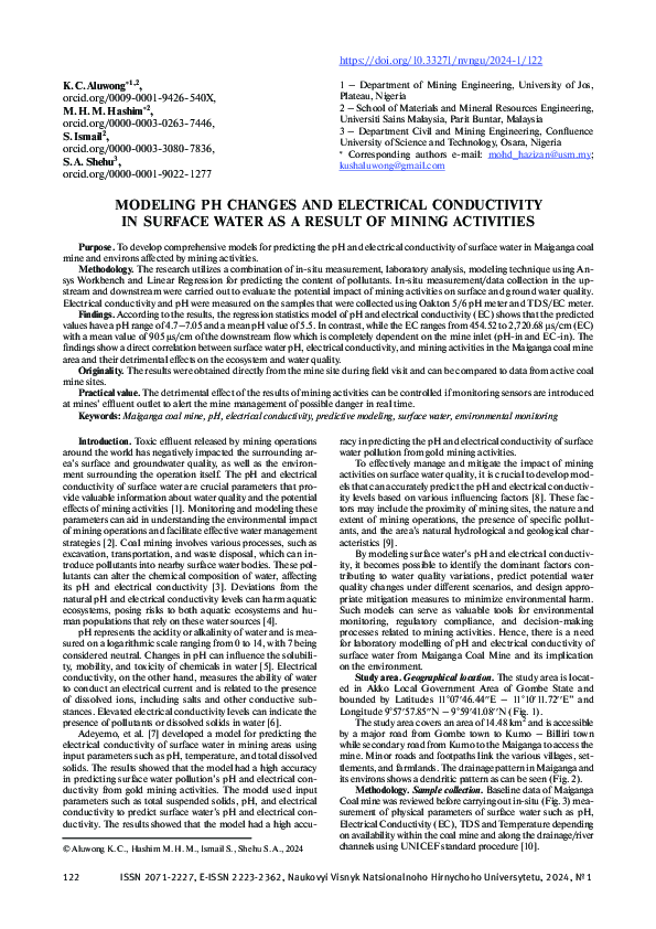 (PDF) MODELING PH CHANGES AND ELECTRICAL CONDUCTIVITY IN SURFACE WATER ...