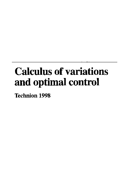 Pdf Calculus Of Variations And Optimal Control Itai Shafrir