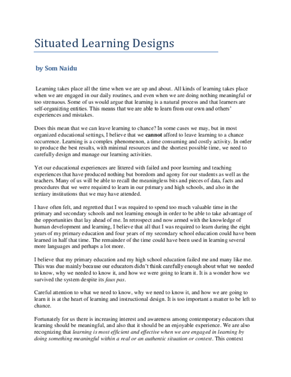 (PDF) Situated learning designs