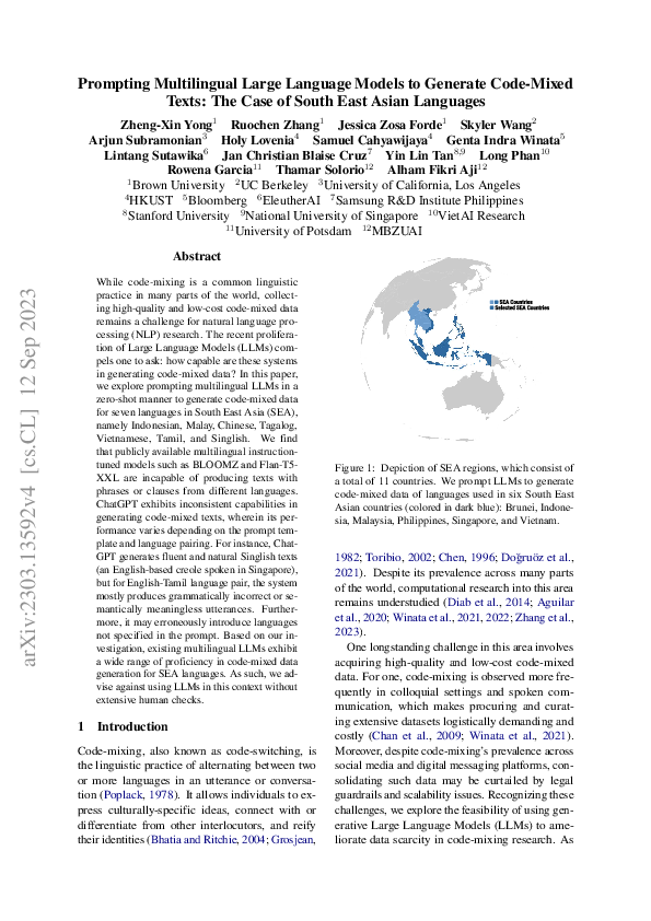 (PDF) Prompting Large Language Models to Generate Code-Mixed Texts: The ...