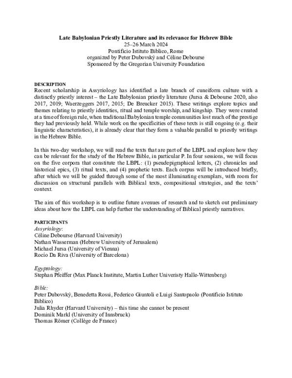 (PDF) 2024 Late Babylonian Priestly Literature and its Relevance for ...