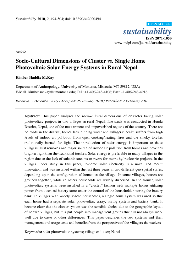 (PDF) Article Socio-Cultural Dimensions of Cluster vs. Single Home