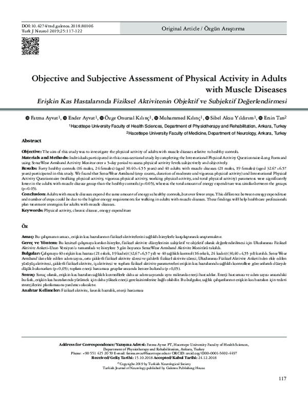 (PDF) Objective and Subjective Assessment of Physical Activity in Adults with Muscle Diseases