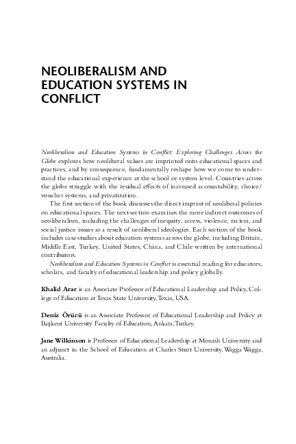 (PDF) Neoliberalism and Education Systems in Conflict