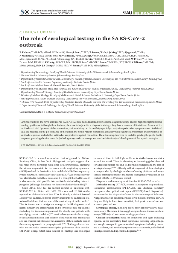 (PDF) The role of serological testing in the SARS-CoV-2 outbreak