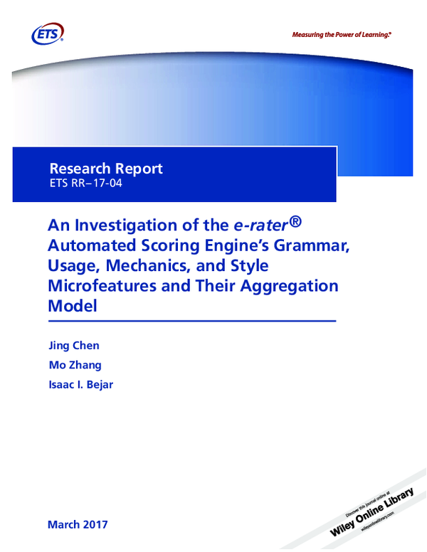 (PDF) An Investigation of the e-rater ® Automated Scoring Engine's Grammar, Usage, Mechanics ...