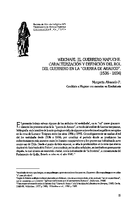 (PDF) Weichafe: El guerrero mapuche. Caracterización y definición del rol del guerrero en la ...