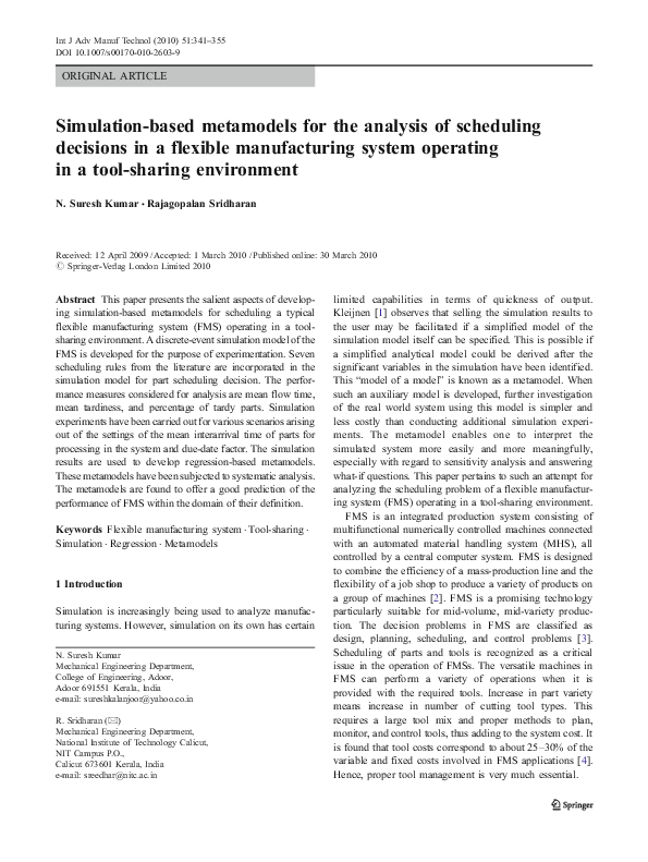 (PDF) Simulation-based metamodels for the analysis of scheduling decisions in a flexible ...