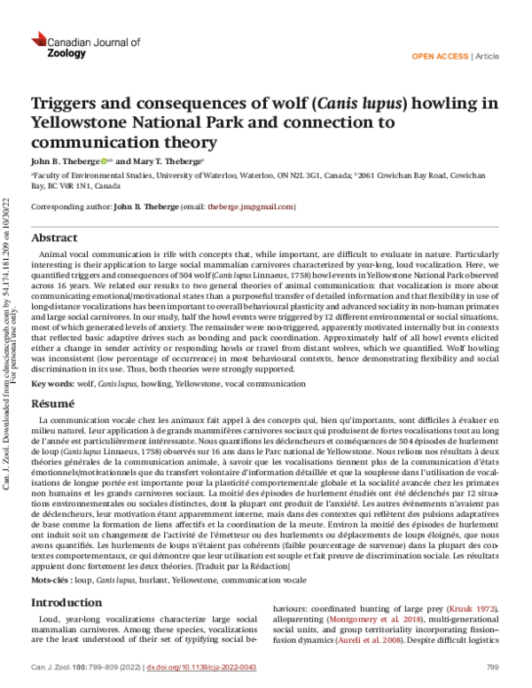 (PDF) Triggers and consequences of wolf (Canis lupus) howling in ...