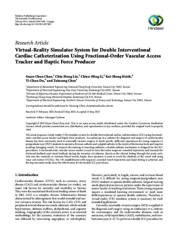 (PDF) Virtual-Reality Simulator System for Double Interventional ...